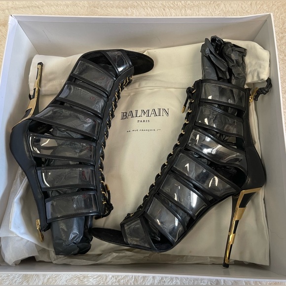 Balmain | Shoes | Balmain Leather Gladiator Sandals | Poshmark